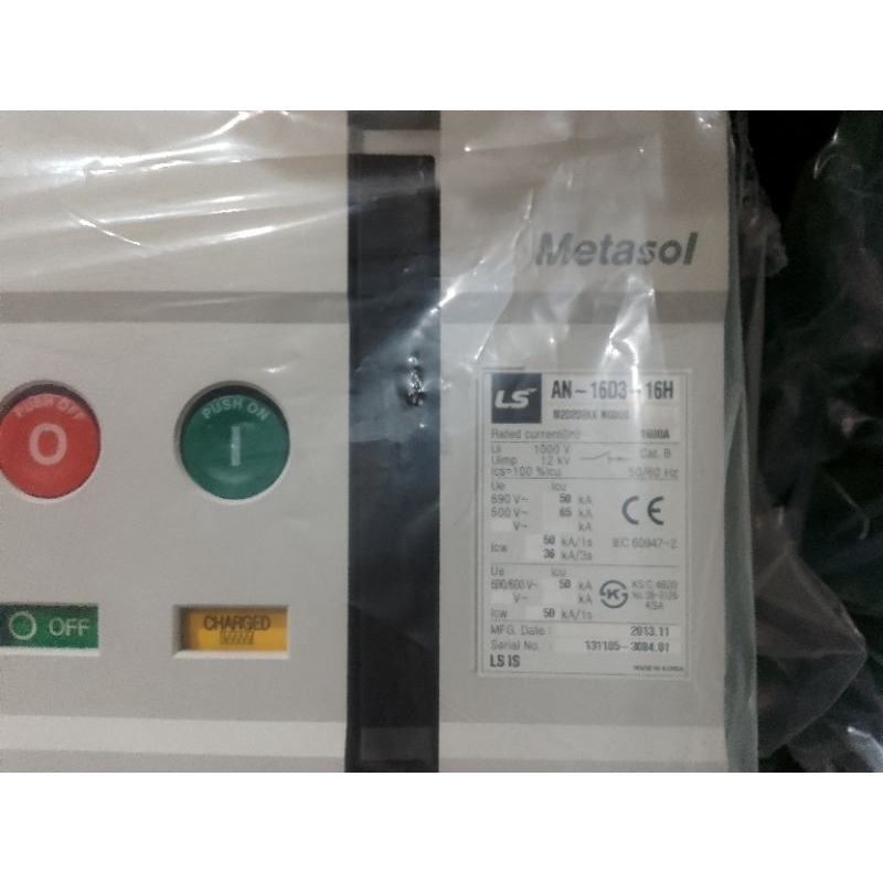Jual AIR CIRCUIT BREAKER (ACB) METASOL LS 3P 1600A 65kA TYPE AN-16D3 ...