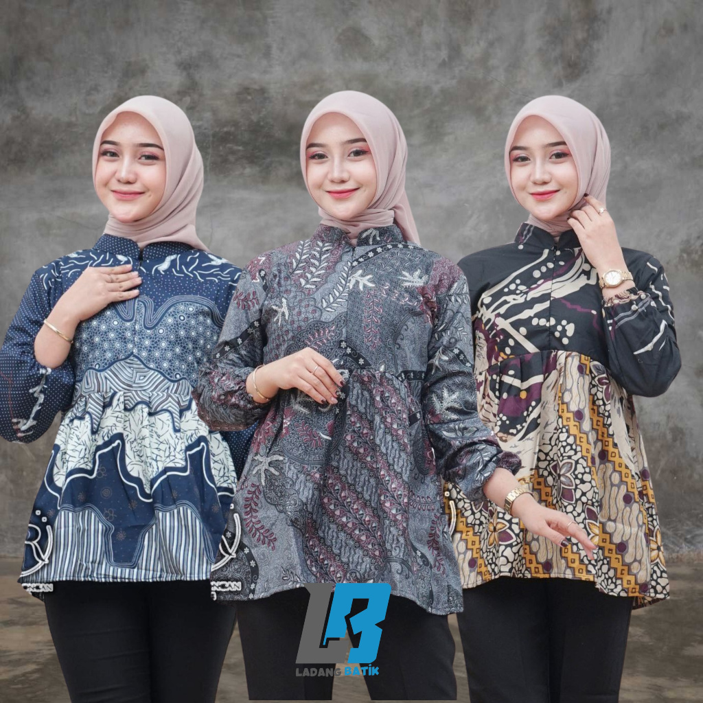 Jual Blus Batik Atasan Batik Wanita Modern Sakura Merah Putri Malu ...