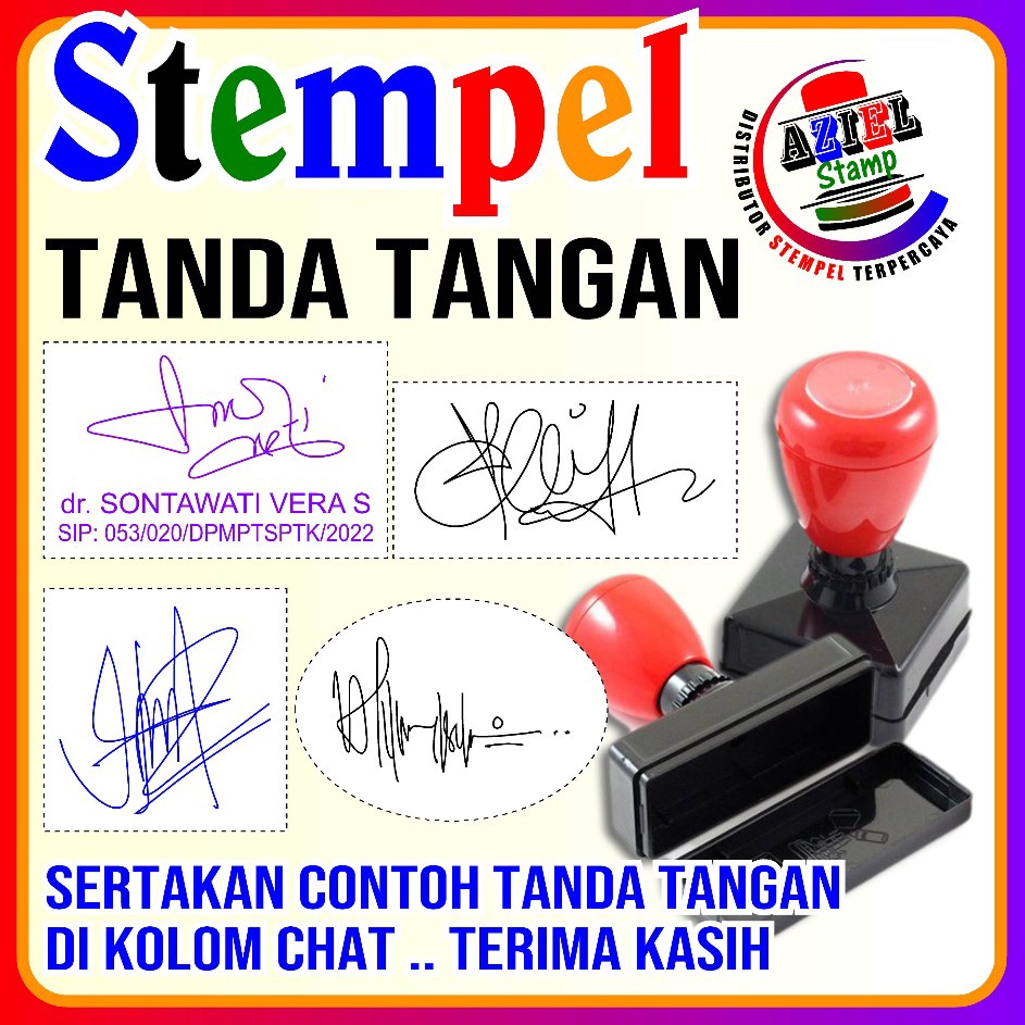 Jual High Quality STEMPEL OTOMATIS TANDA TANGAN PARAF 1 WARNA | Shopee ...