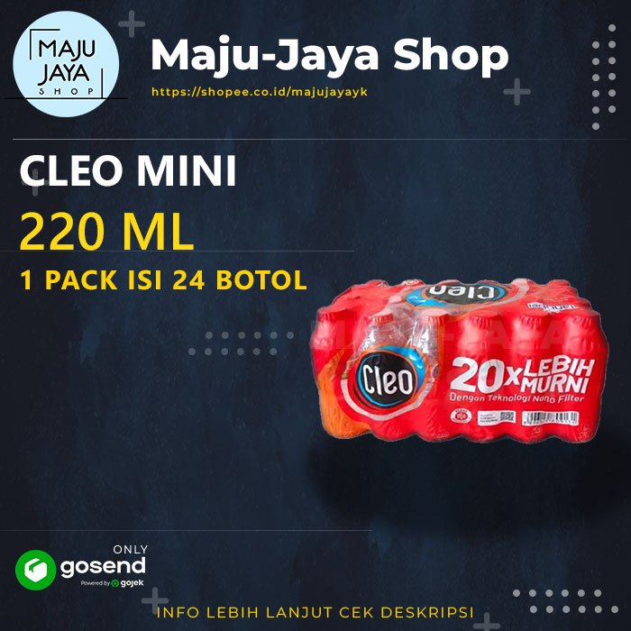 Jual Cleo Air Mineral Botol Mini 220ml (1 pack isi 24 botol) | Shopee Indonesia