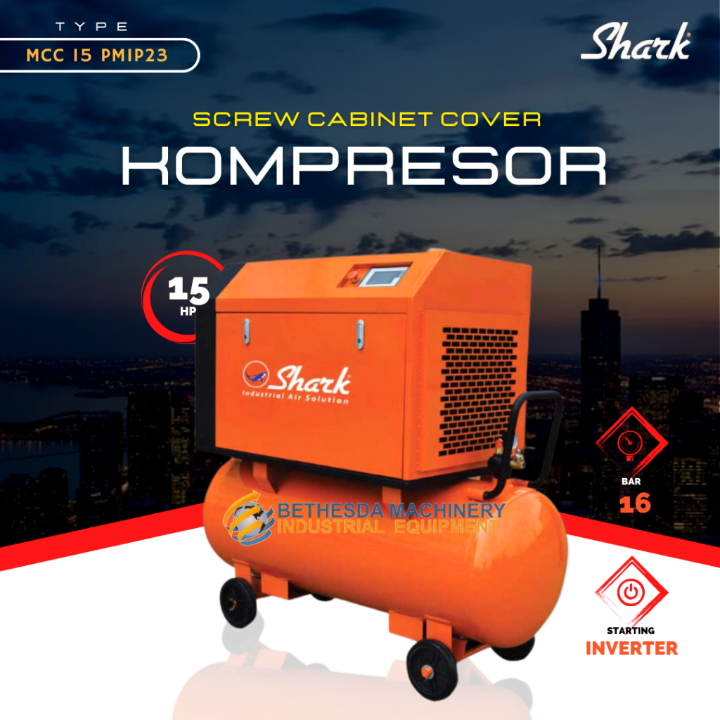Jual Air Compressor 16 bar Shark Screw Cabinet 15 HP + Tangki | Shopee ...
