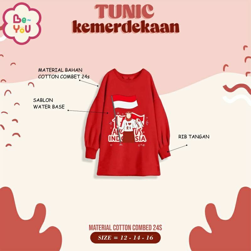 Jual tunik kemerdekaan,tunik anak perempuan,tunik merdeka merah putih ...