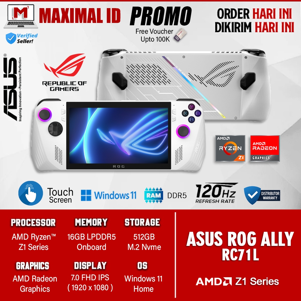 Jual Gamepad Asus ROG ALLY RC71L Portable Gaming AMD Ryzen Z1 Ram 16GB ...