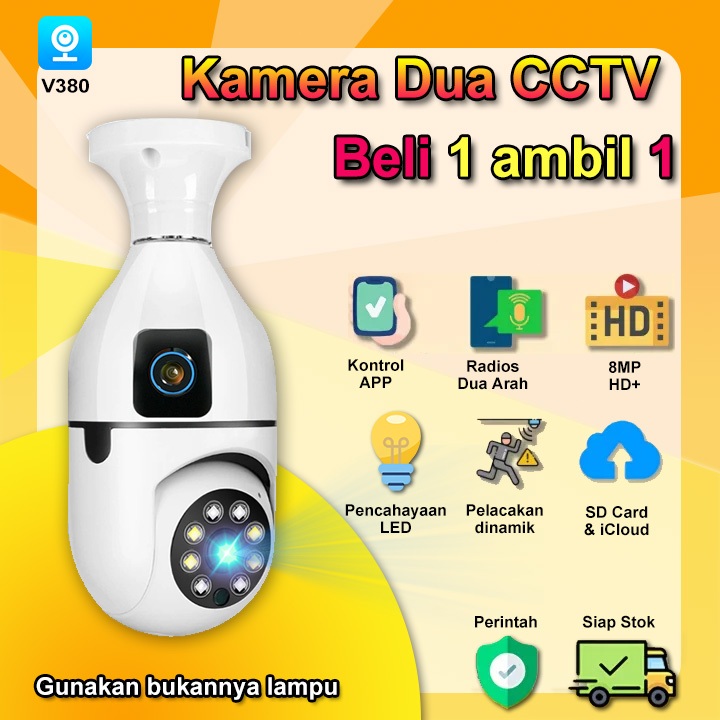 Jual V380 Pro Kamera CCTV Bohlam Wifi 8MP HD IP Camera Lampu Night ...