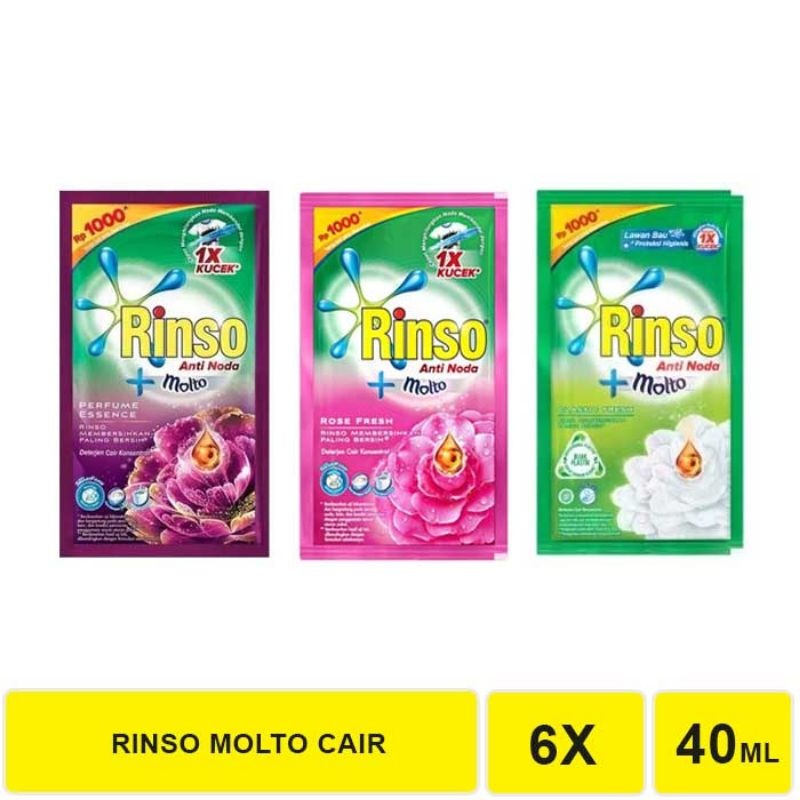 Jual Rinso Cair Rentengan Sabun Cuci Baju 38ml X 12 Sachet | Shopee ...