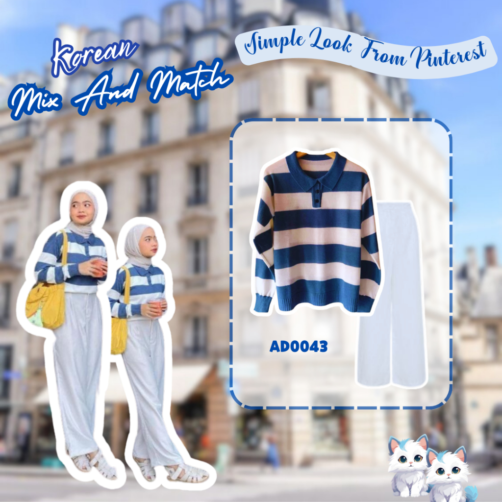 Jual 2 In One Set Korean Style Outfit Wanita Remaja Simple dan Kekinian ...