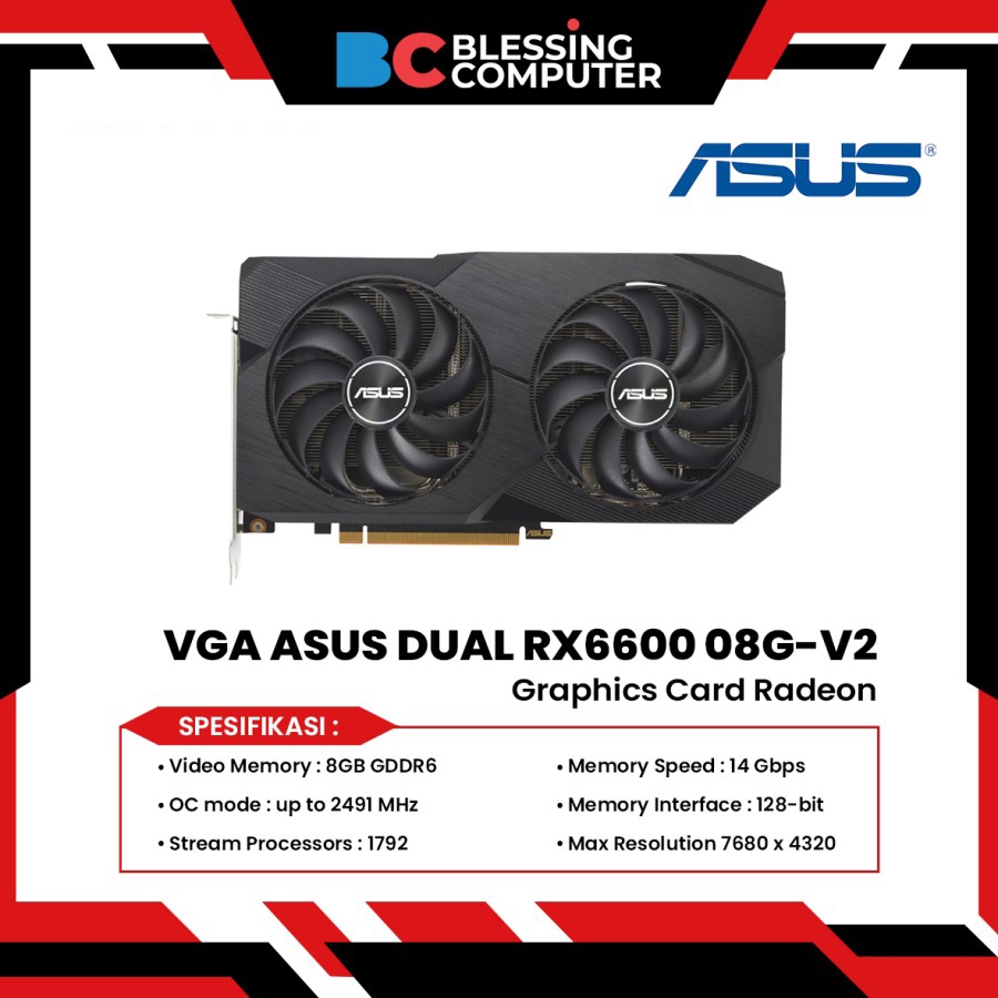 Jual VGA ASUS DUAL RX6600 08G-V2 / VGA Asus RX 6600 | Shopee Indonesia