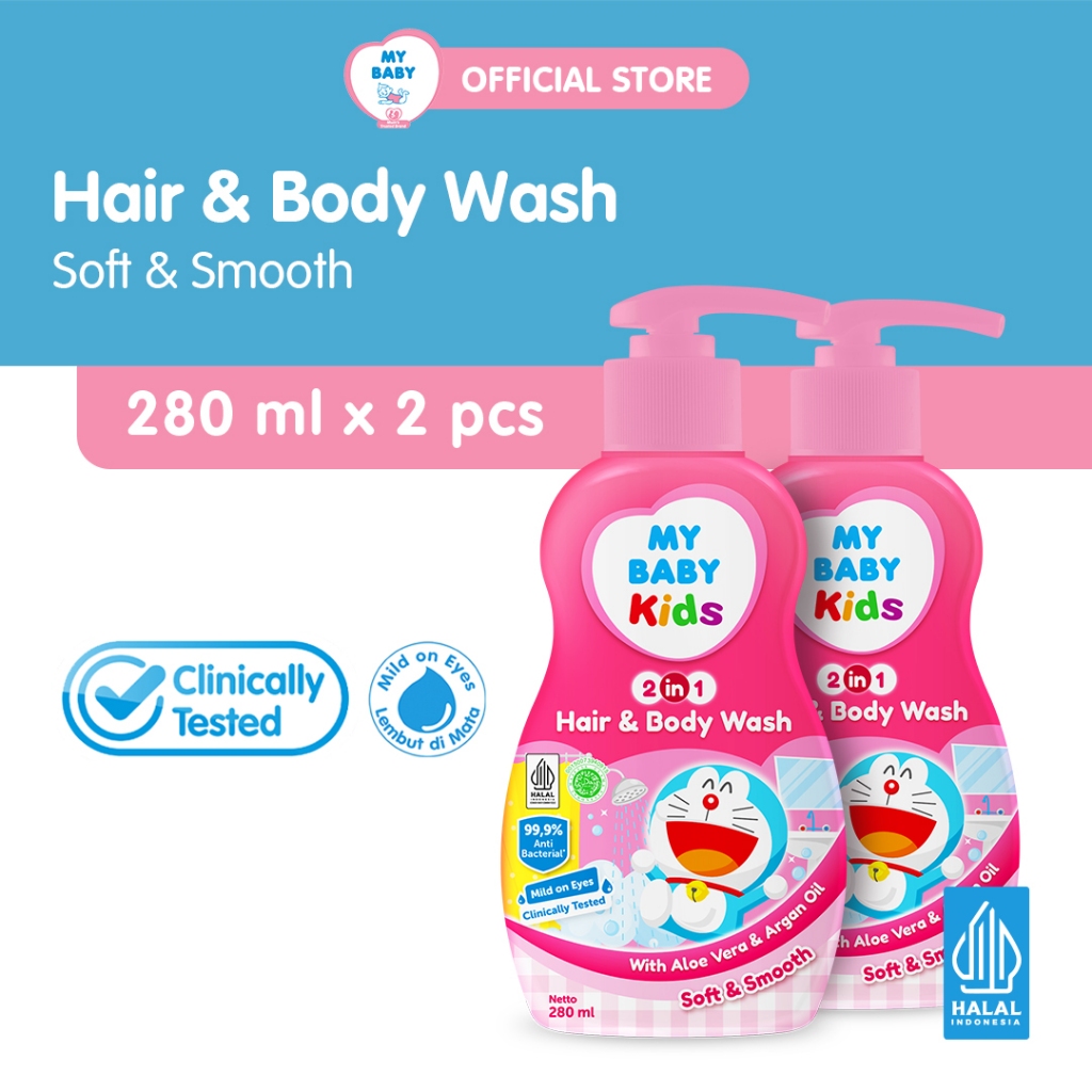 Jual MY BABY Kids Hair & Body Wash Soft & Smooth Pump [280 mL / 2 pcs] | Shopee Indonesia