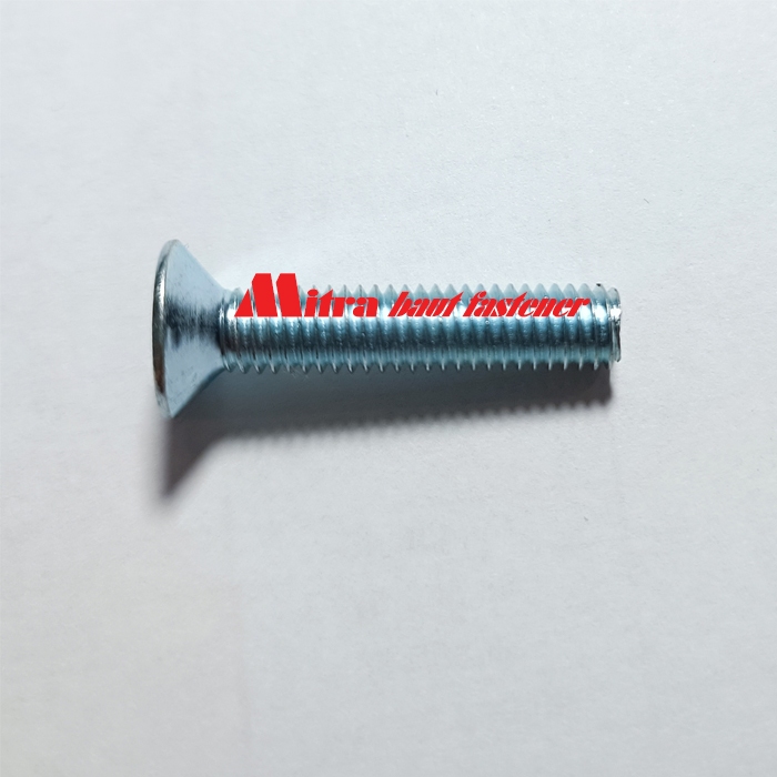 Jual M8 x 20 Baut JF Kepala Obeng + Rata Flat Head Galvanis | Shopee Indonesia