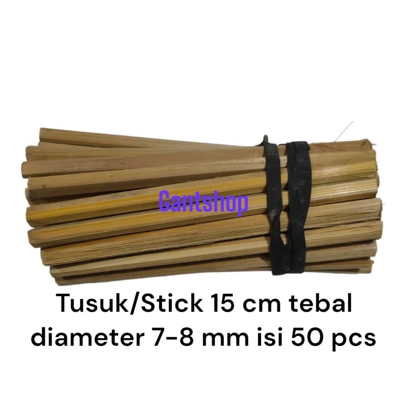 Jual Stick bambu 15 cm tebal diameter 7-8 mm tumpul isi 50 pcs | Shopee ...
