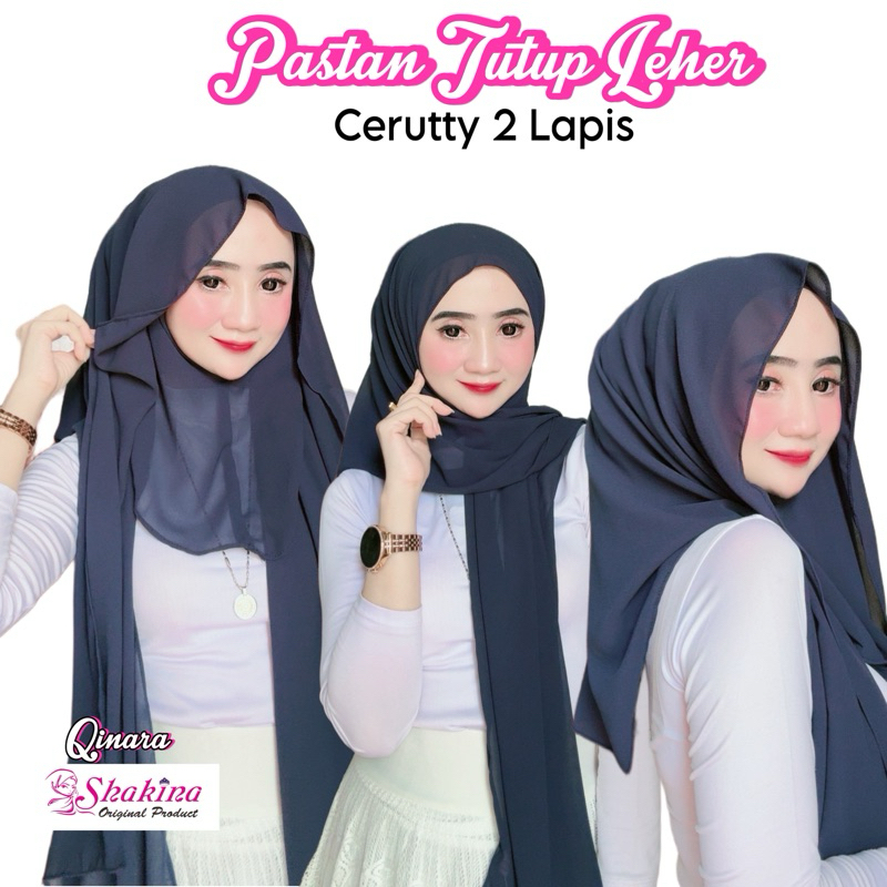 Jual Pashmina Cerutty 2 Lapis Qinara Tutup Leher Design Pashmina Ovale | Shopee Indonesia