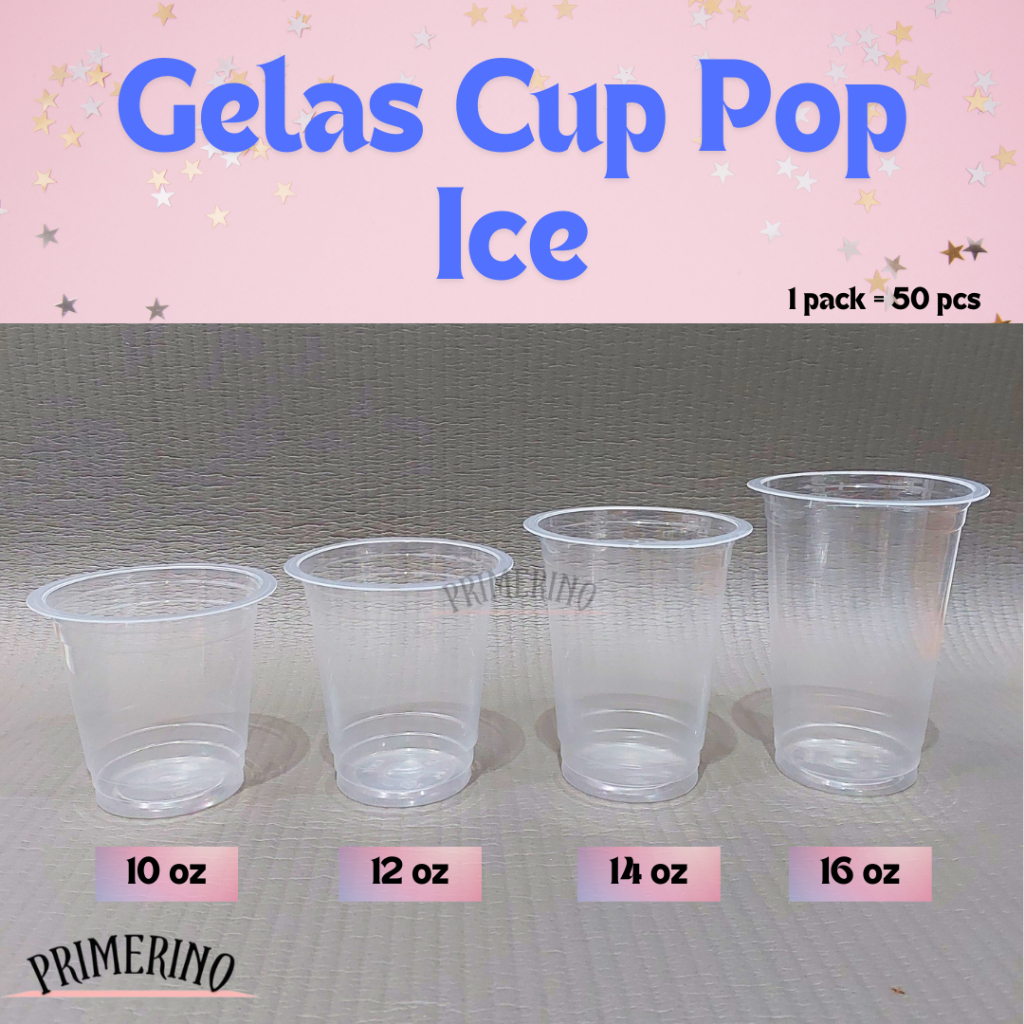 Jual Cup Pop Ice 16 oz / Gelas Cup Plastik / Gelas Jus 16oz (isi 50 pcs ...
