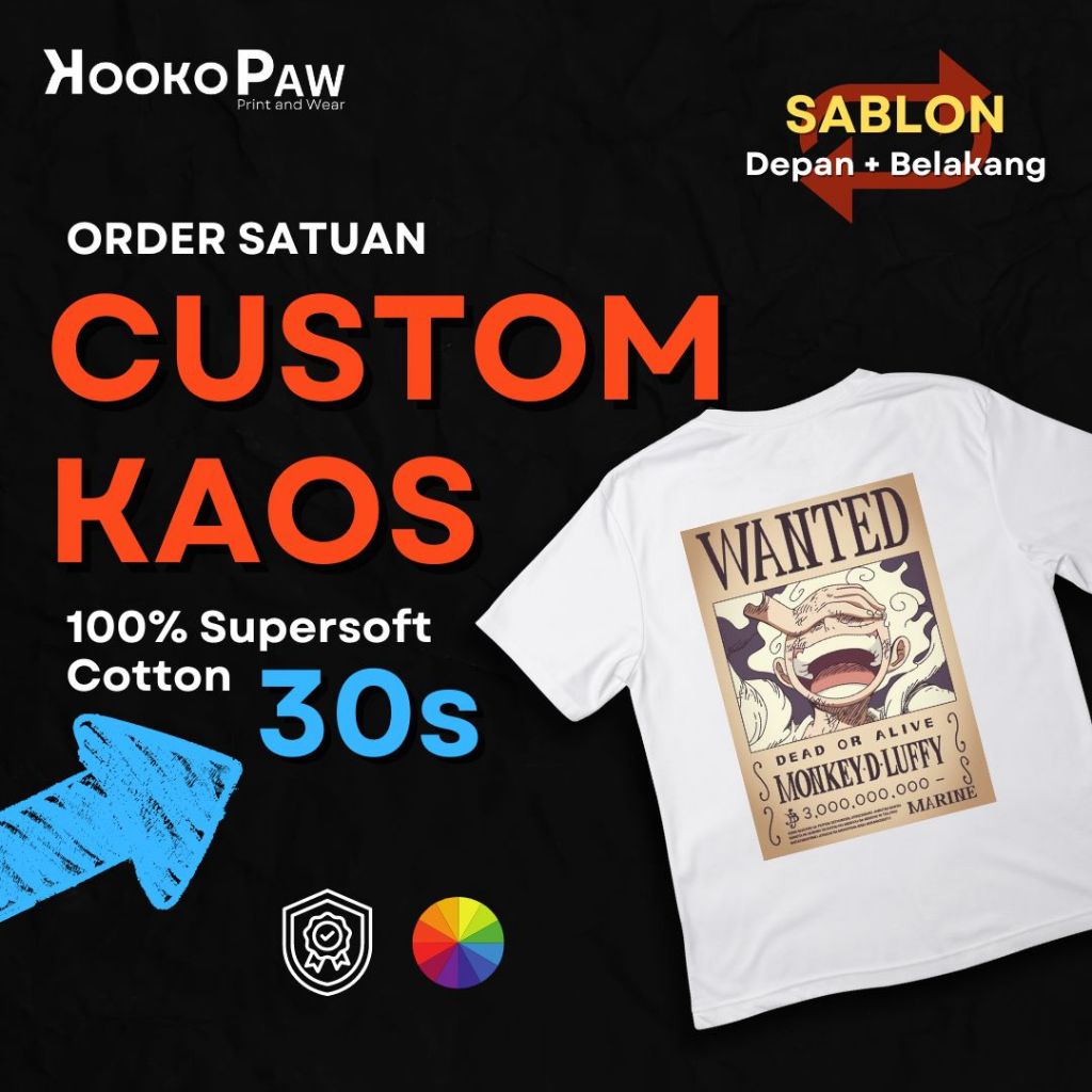 Jual [Custom] Kaos 100% Supersoft Cotton Combed 30s | Lokal | Shopee ...