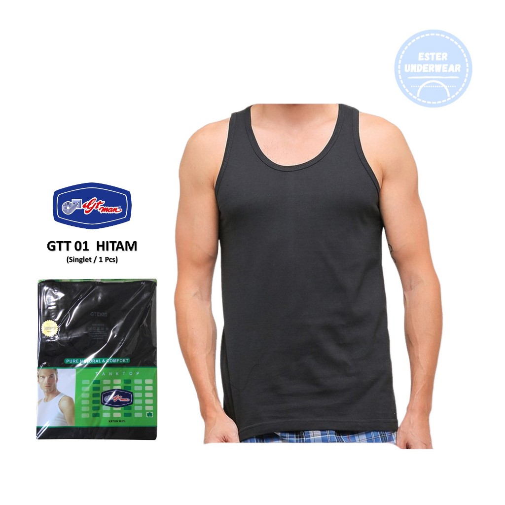 Jual Promo Singlet Pria GTMAN GTT-01 B Hitam (S-M-L-XL) ISI 1Pcs ...