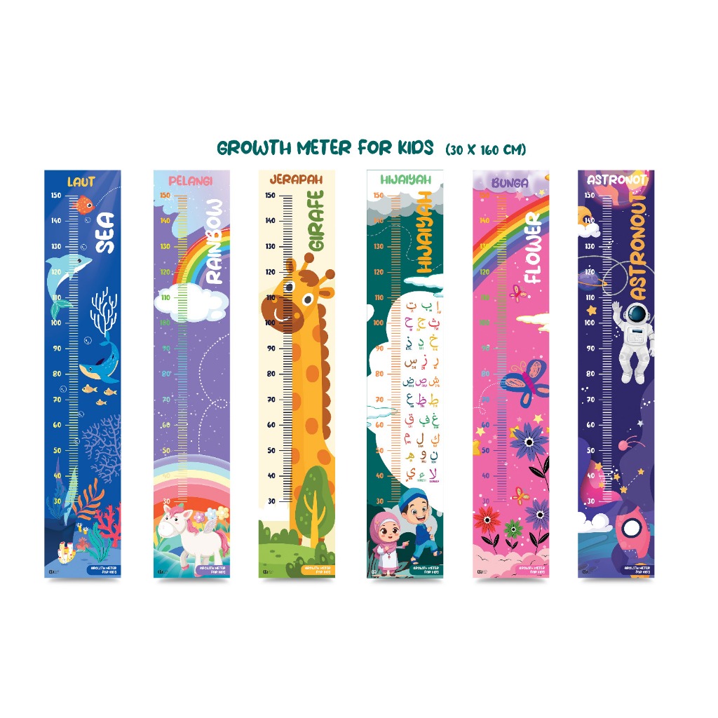 Jual Growth Meter Custom For Kids Ukuran ( 30x160 Cm ) Bisa Pakai Nama ...