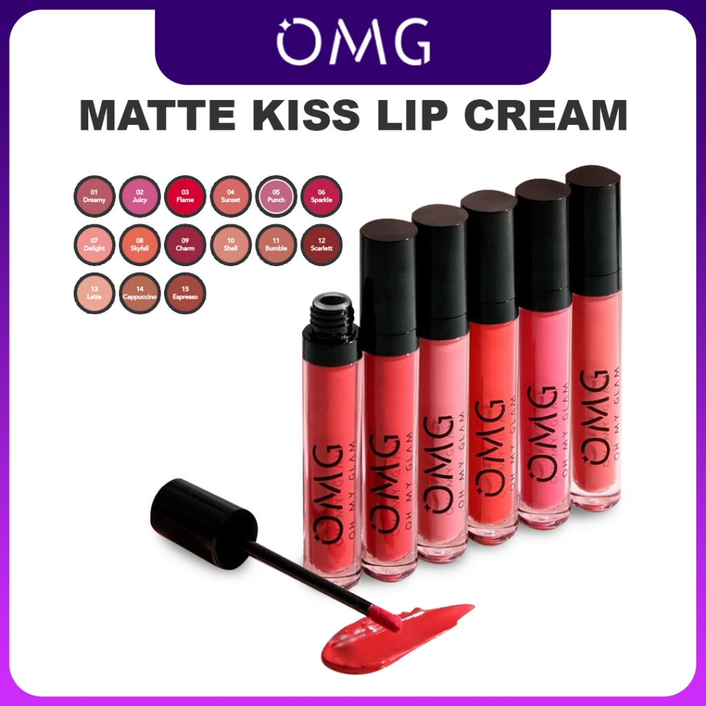 Jual OMG Oh My Glam Matte Kiss Lip Matte Long lasting Lipstik OMG untuk semua warna kulit ...