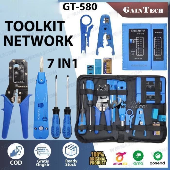 Jual Toolkit Network Gaintech 7 in 1 Gt-580 - Networking tool Gt580 LAN ...