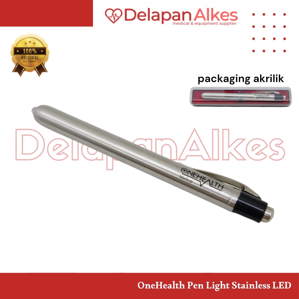 Jual OneHealth Pen Light LED Stainless Steel Cahaya Sinar Putih ...