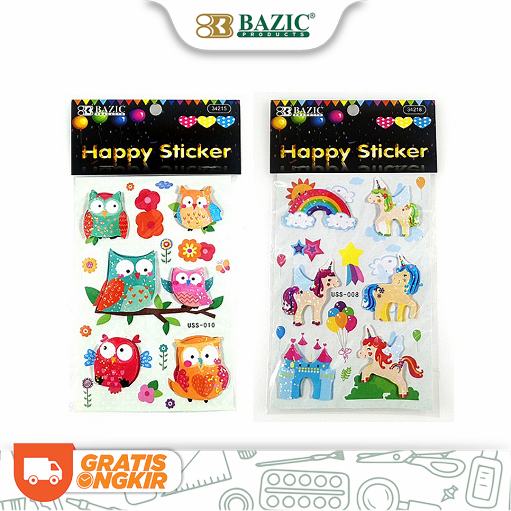 Jual Bazic 3D Paper Sticker Unicorn / Owl - Sticker Anak / Tempelan ...