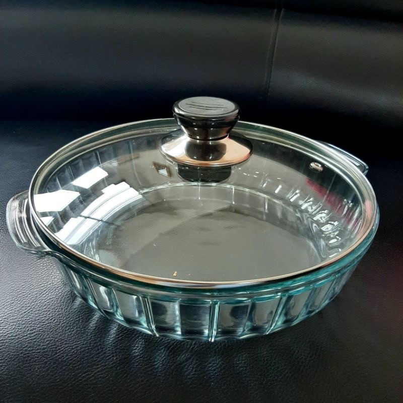 Jual Piring Wadah Kaca Tebal dengan Tutup/ Wadah Kaca Mewah Ukuran 25cm ...