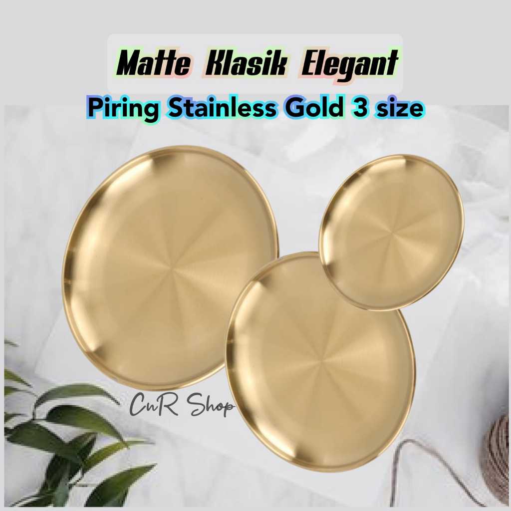 Jual piring stainless SUS 304 Gold mewah custom grafir nama / piring ...