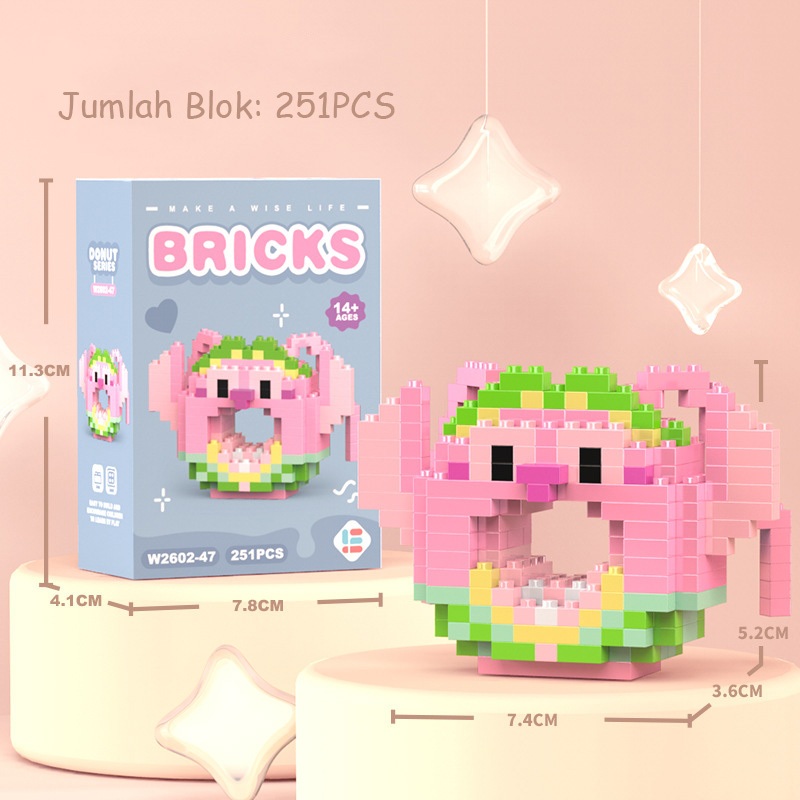 Jual Mainan Balok Susun Disney Kartun Mini Bricks Donat Toys Edukasi ...