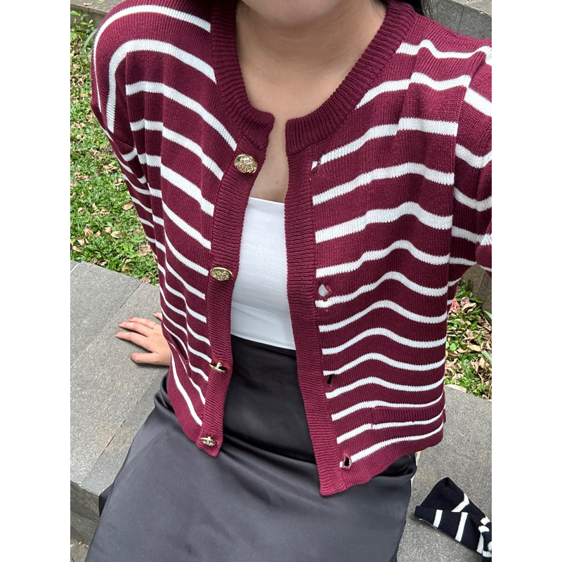 Jual Cheesy Cardy Stripe Kinara Kardigan Jisso Cardigan Kancing Knit ...