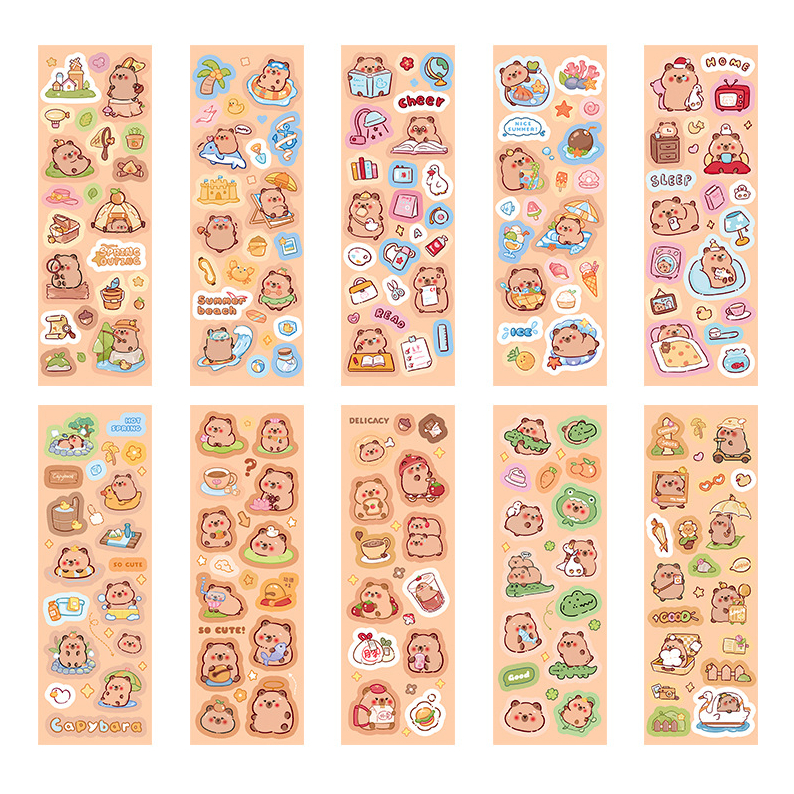Jual 10 Pcs Stiker Cartoon DIY Sticker Pack Deco Karakter Capybara Lucu ...