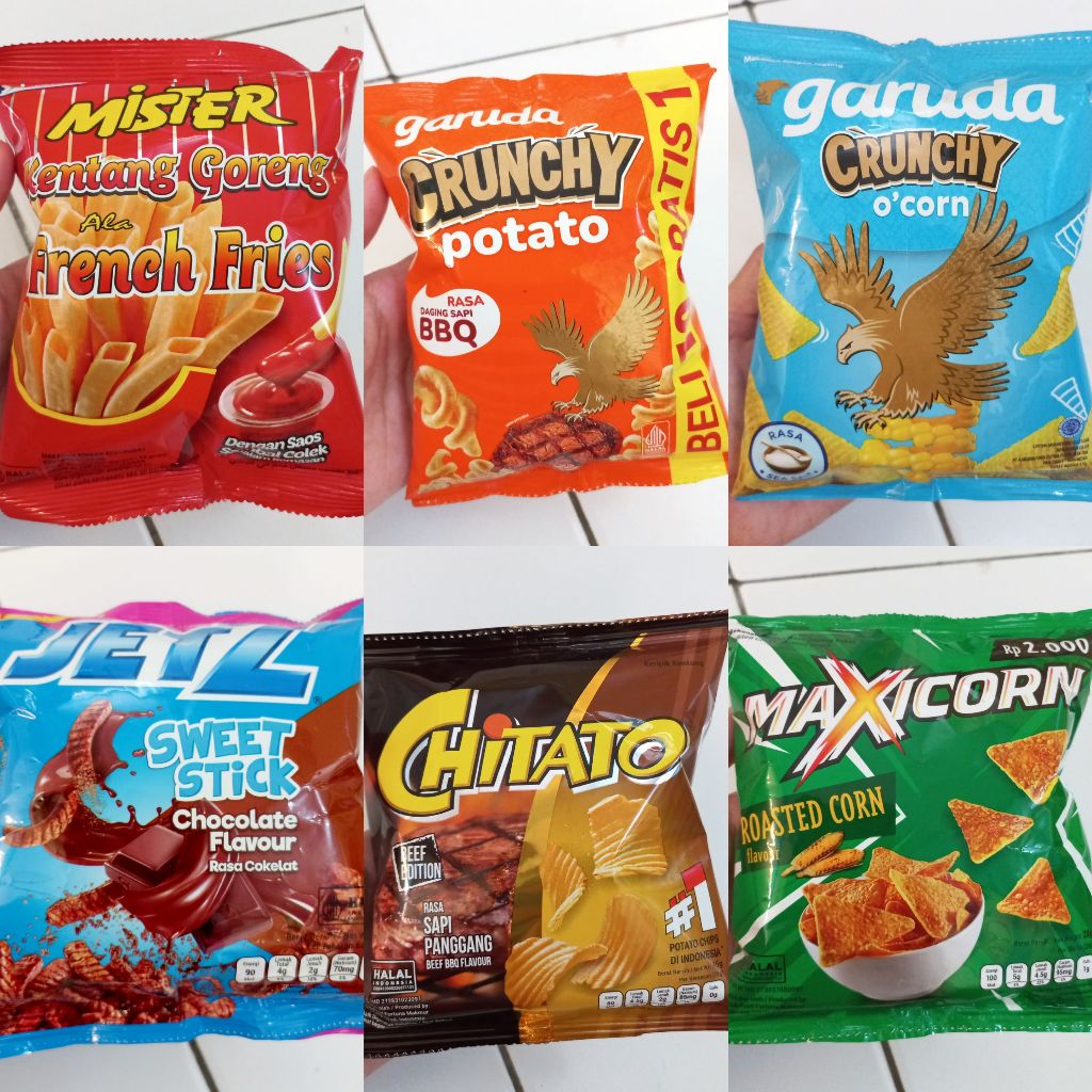 Jual Chiki mister kentang, garuda crunchy, jetz, chitato, maxicorn ...