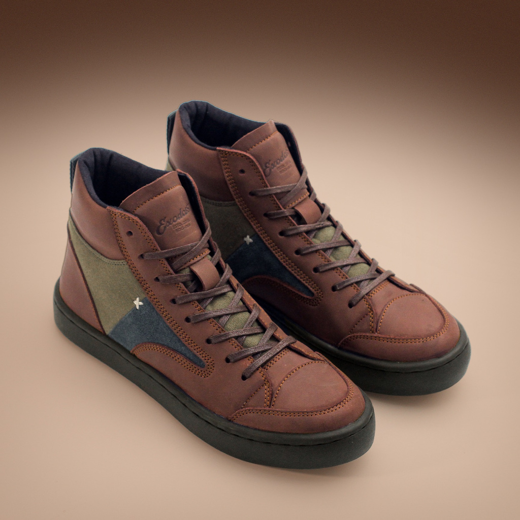 Jual Sepatu Sneakers Kulit Pria Exodos57 - Todasos Brown Army | Shopee ...