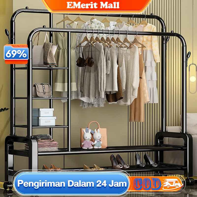 Jual Rak Besi Gantungan Baju Pakaian 150CM Rak Baju Serbaguna Gantungan ...