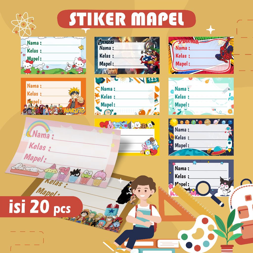 Jual 20 Stiker Mapel - Label Buku Pelajaran Sekolah - Stiker mata ...