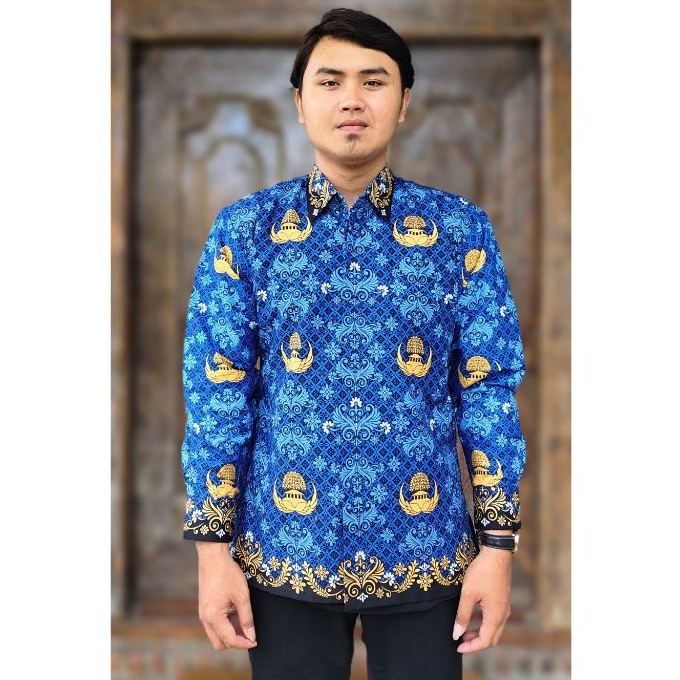 Jual SURABAYAOS17 - MOERBA - Baju Batik Korpri Model Terbaru Pria Kerah Hitam Lapis FURING ...