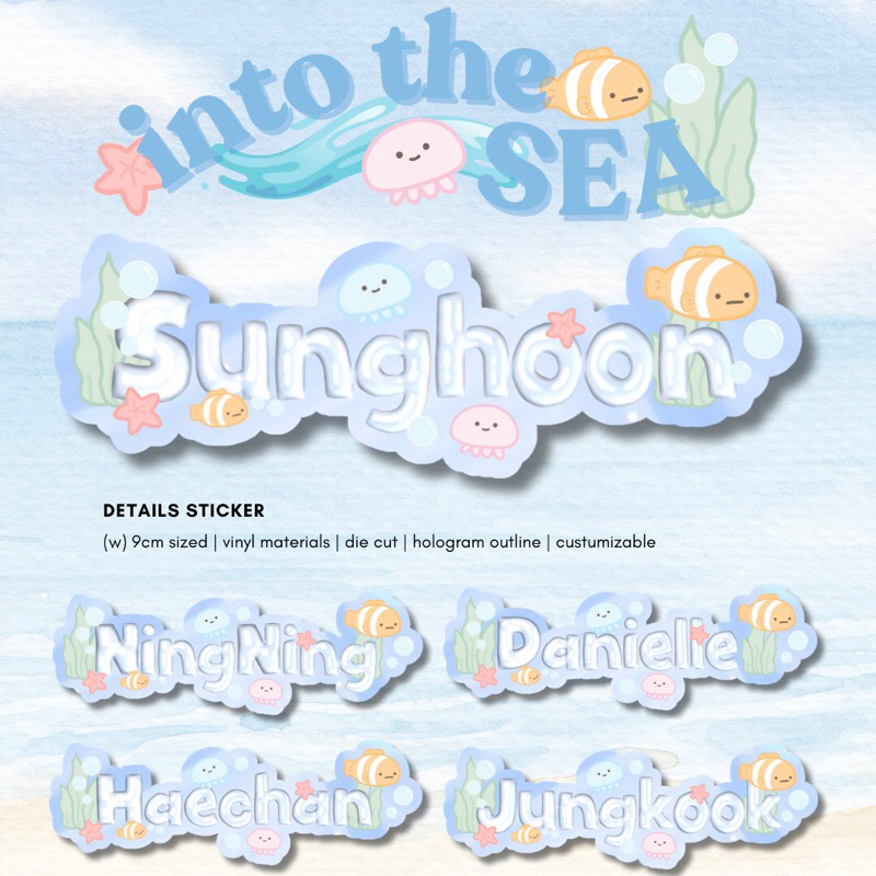 Jual into the Sea Name Sticker! | t. kpop name sticker custom lucu tema ...