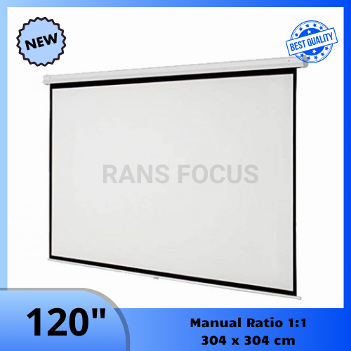 Jual Layar projector manual wall 120" - Screen gantung ( 304 x 304 cm ...
