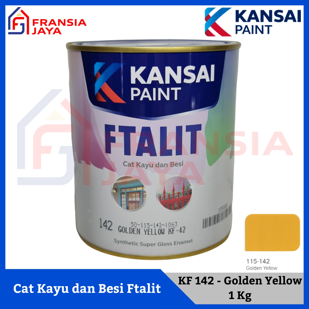 Jual Cat Minyak Besi dan Kayu Ftalit Golden Yellow KF 142 1 Kg KANSAI | Shopee Indonesia
