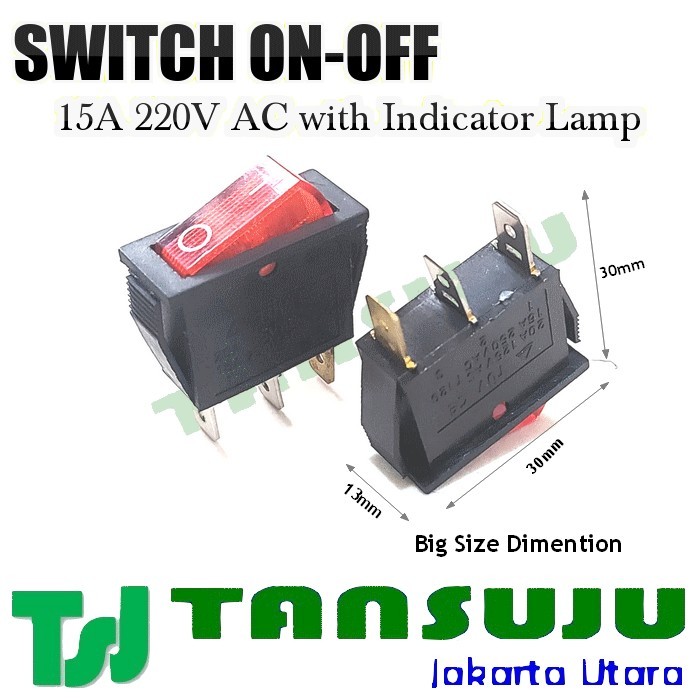 Jual Switch Saklar On-Off 15A 220V AC Besar Dengan Lampu Indikator ...