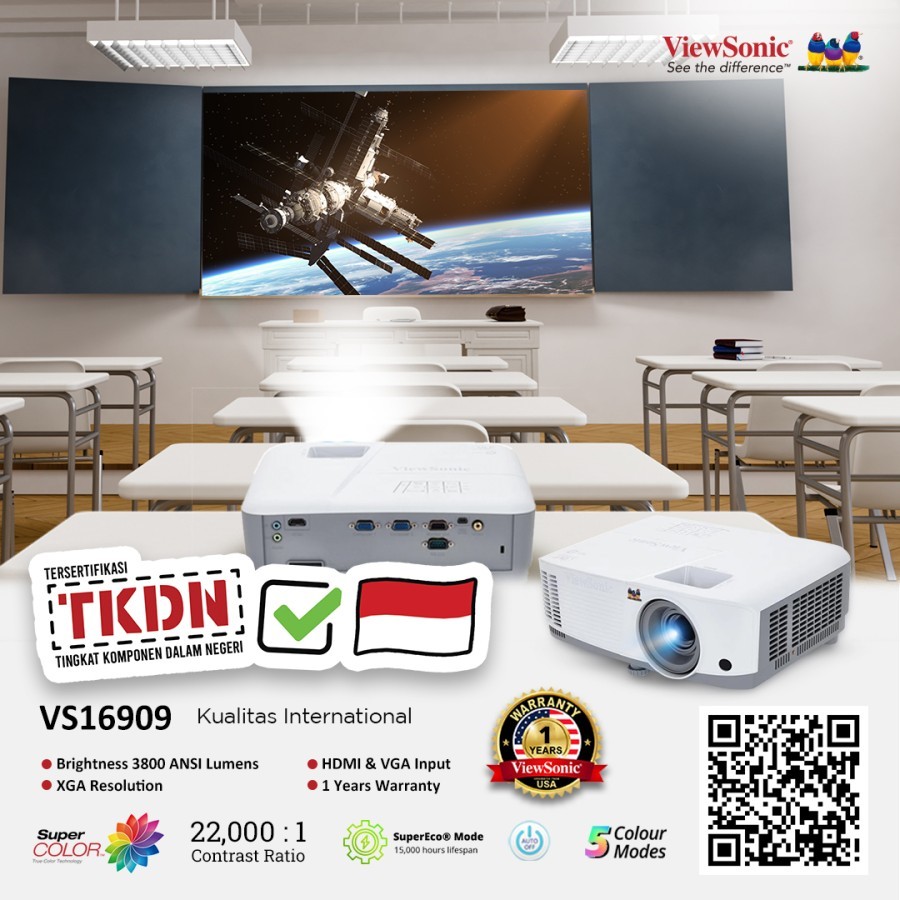 Jual ViewSonic Projector VS16909 XGA 3,800 Lumens TKDN Projector ...