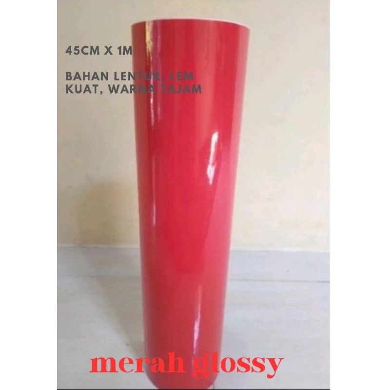 Jual stiker skotlet merah glossy 45 cm x 1m | Shopee Indonesia