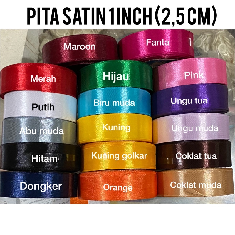 Jual Pita Satin 1 inch (2,5 CM) / Pita Satin 1" 2,5cm | Shopee Indonesia