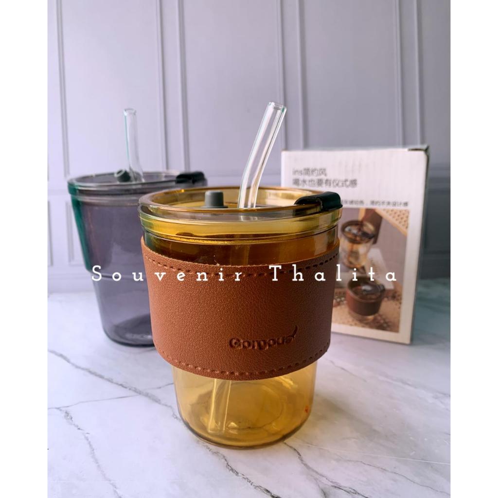 Jual Souvenir Gelas Minum Kaca Sedotan Botol Infused Water Kaca Warna ...