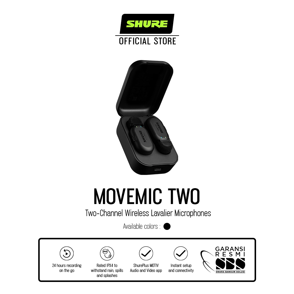 Jual Shure MV-TWO MoveMic Two Channel Wireless Lavalier Microphones ...