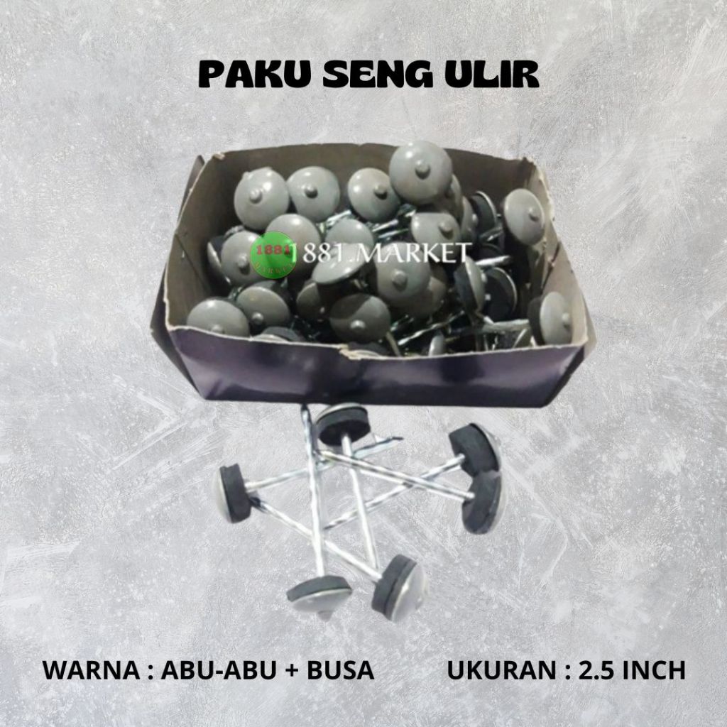 Jual PAKU SENG ULIR WARNA ABU - ABU + KARET BUSA 2.5 INCH - ISI 7 ONS ...