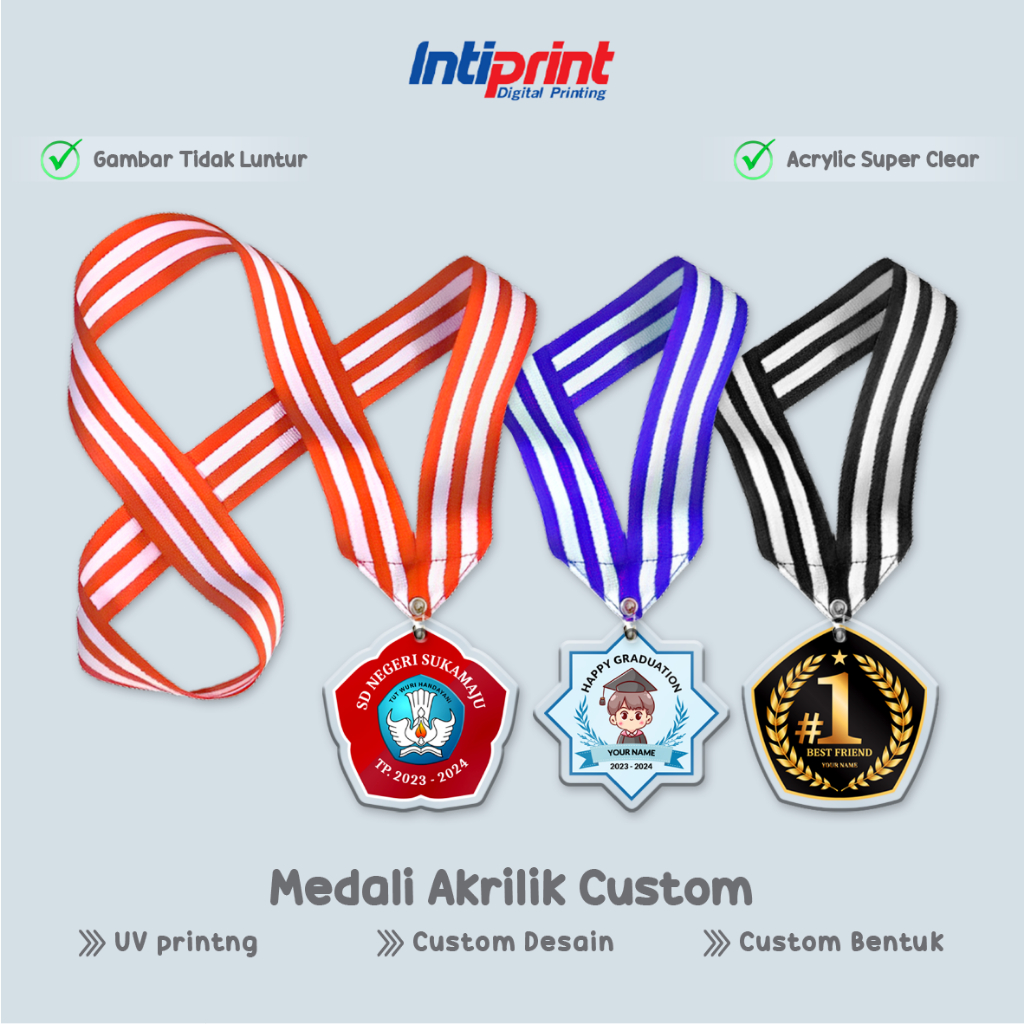 Jual Medali Akrilik Print UV Custom Wisuda / Acrylic Graduation Medal / Kalung Penghargaan ...
