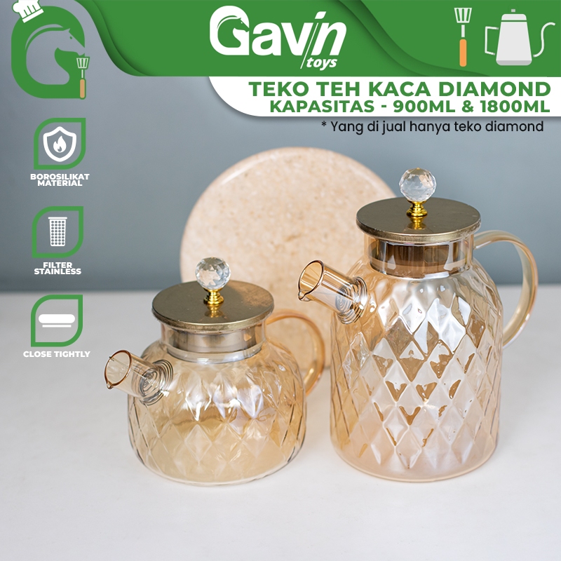 Jual Teko Teh Kaca 900ml 1800ml Saringan Infuser Teh Herbal Teapot ...