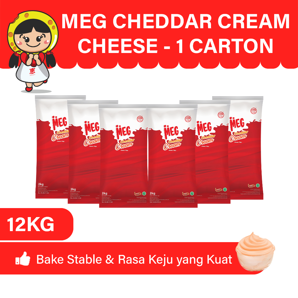 Jual MEG Cheddar Cream Keju 2 Kg - 6pcs (1 Karton) | Shopee Indonesia