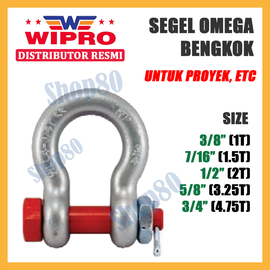 Jual Wipro Segel Omega Bow Shackle Omega Bengkok 3/8 7/16 1/2 5/8 3/4 ...