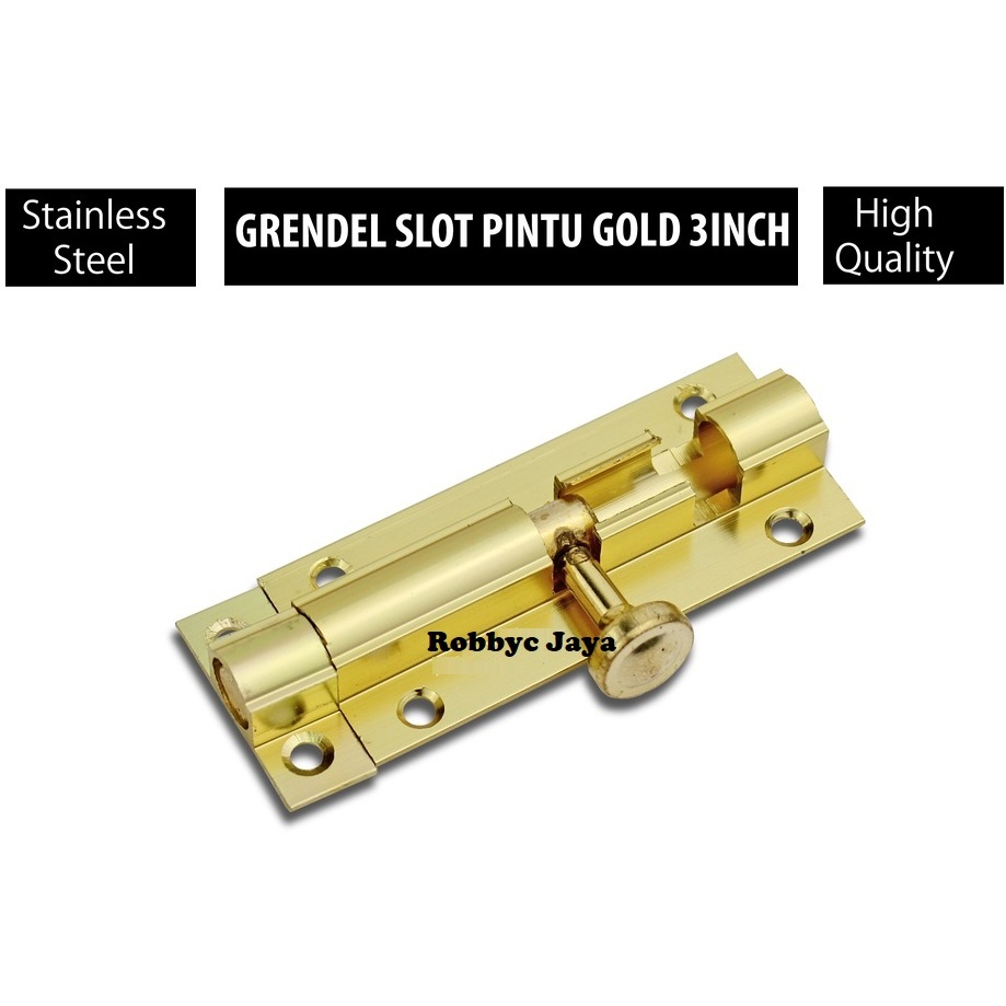 Jual Slot Pintu Jendela Kuning Plat Tebal Grendel 3 Inch | Shopee Indonesia