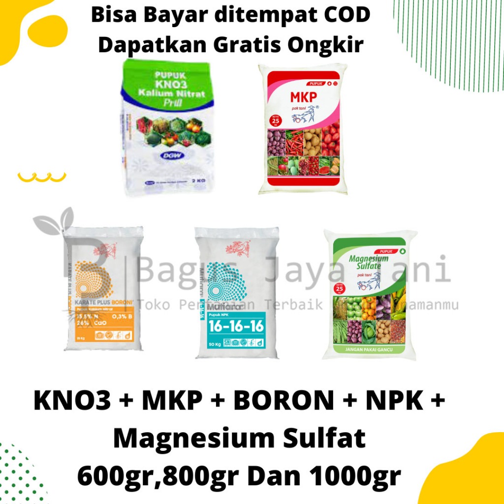 Jual KNO3 PUTIH+MKP PAK TANI+BORON+NPK 16 16 16+MAGNESIUM SULFAT PAKET ...