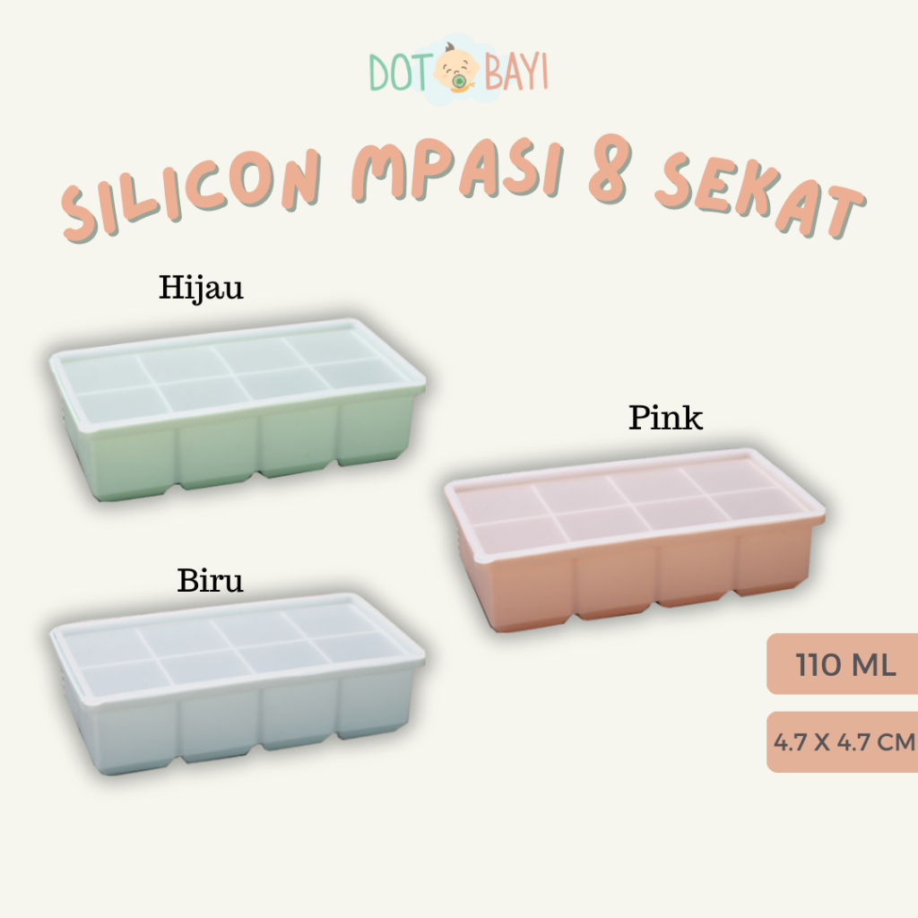 Jual KEIJI (8 Tray) Cetakan Es Batu MPASI Silicon Silikon Ice Cube Tray ...